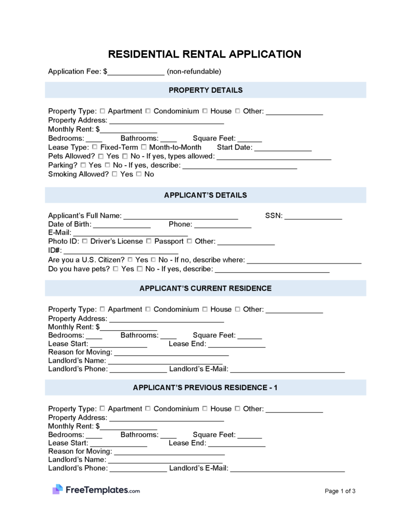 Rental Application Form | PDF | Word