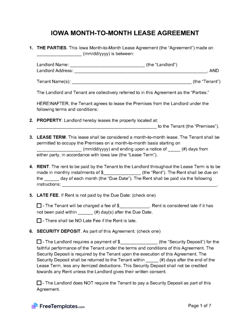 Iowa Lease Agreement Templates (6) | PDF | Word