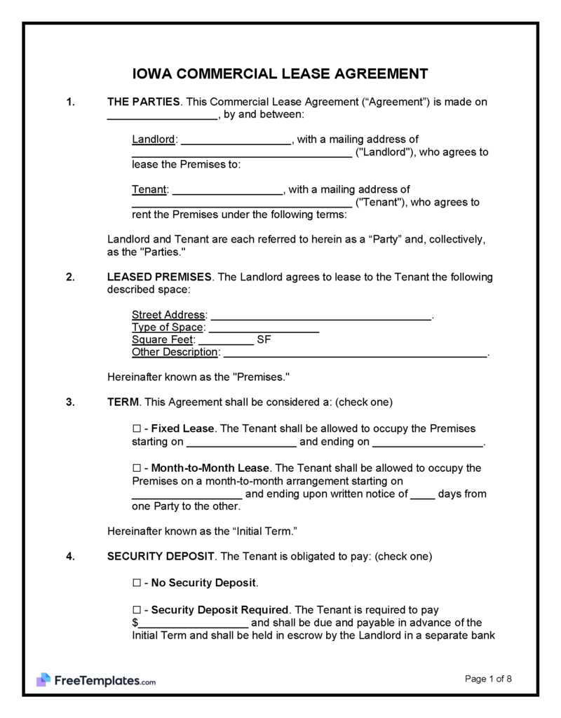 Iowa Lease Agreement Templates (6) | PDF | Word