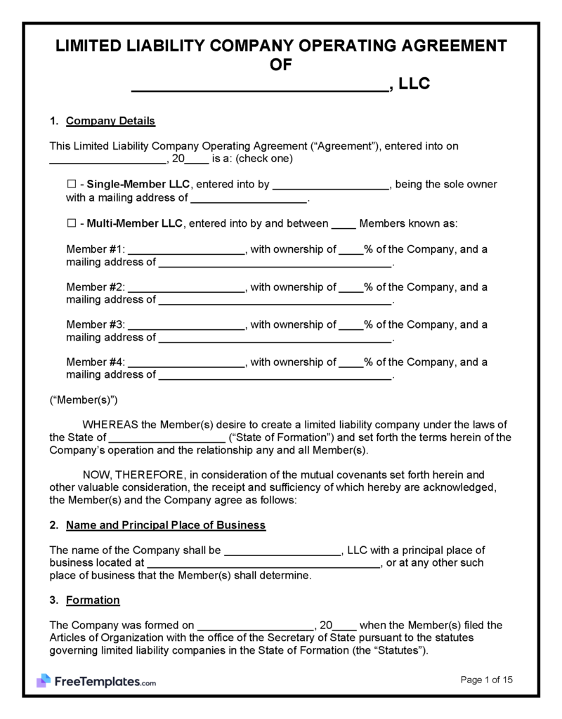 LLC Operating Agreement Template | PDF | Word
